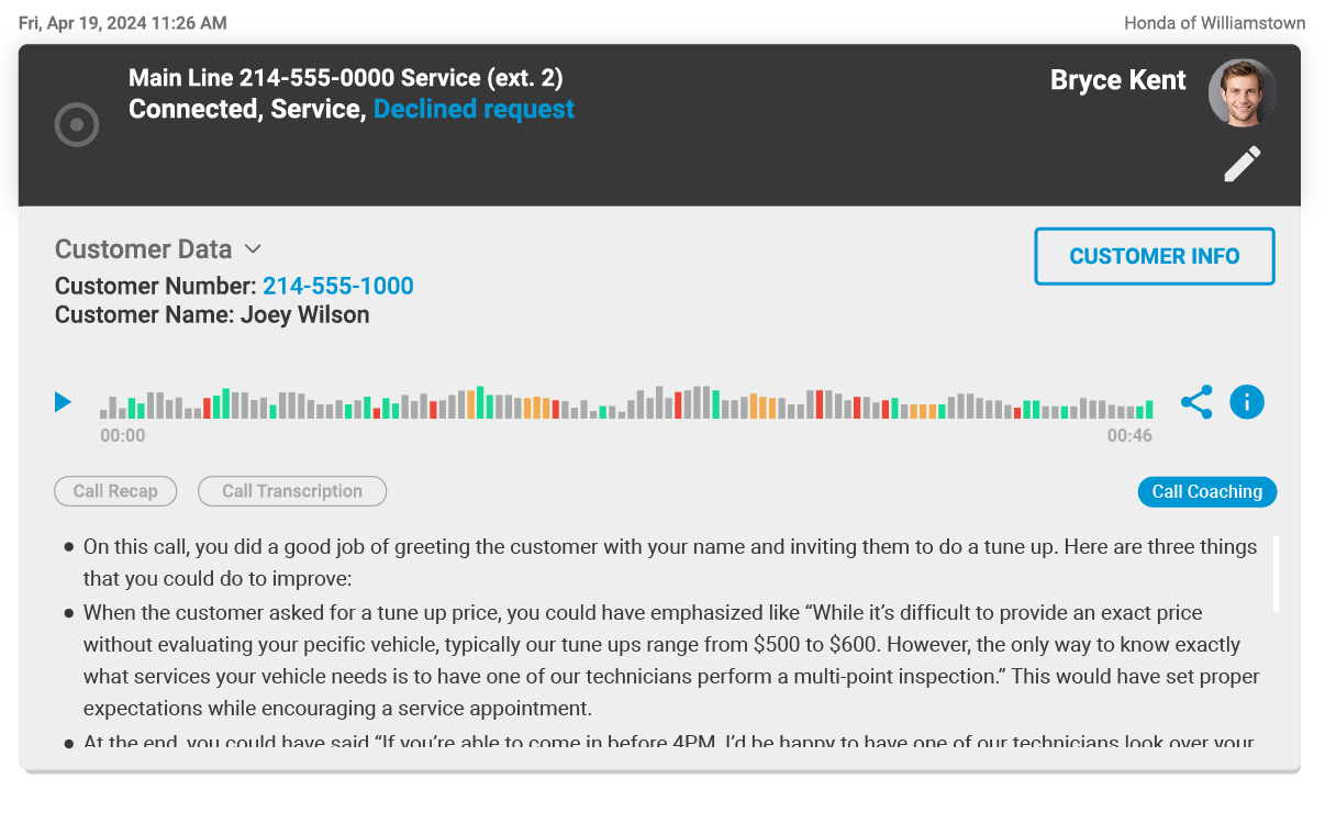 Elevate Your Service Department with AI-Powered Call Coaching
